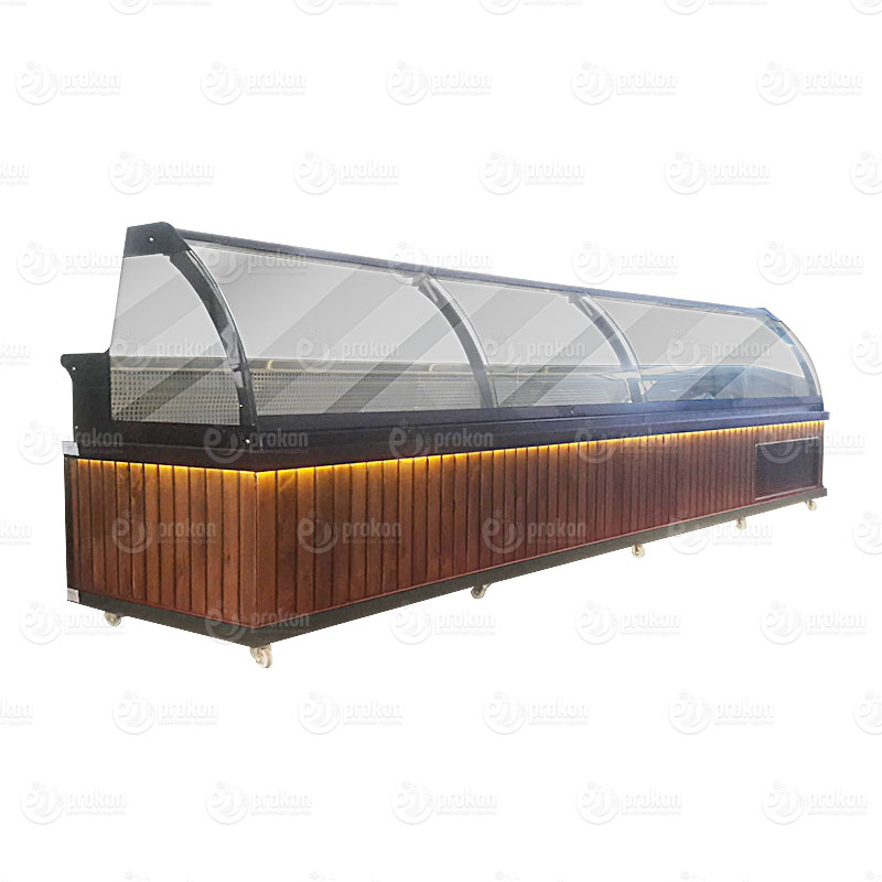 Horizontal Curved Glass Display Showcase | Prokon Cooling | Industrial ...
